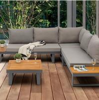 China Rattan Royal Furniture Outdoor Wicker Patio Garden Sofa Set with Brushed Aluminum for sale