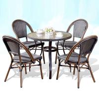 China Cafe Bamboo Garden Furniture Teslin Aluminum Dining Sets Chair and Table for Outdoor for sale