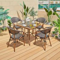 China Cafe Bamboo Garden Furniture Teslin Aluminum Dining Sets Chair and Table for Outdoor for sale