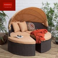 China Aluminum Frame Round Beach Day Bed with Canopy and Eco-friendly PE Rattan Material for sale