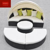 China Aluminum Frame Round Beach Day Bed with Canopy and Eco-friendly PE Rattan Material for sale