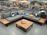 China Wooden Cushioned Sofa Set for Living Room Garden Patio Hotel Modern Outdoor Sectional Furniture for sale