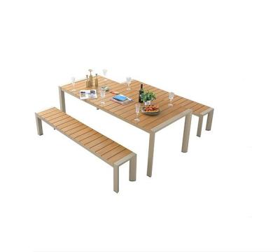 China Aluminum Alloy and Plastic Wood Tables for Outdoor Parties in Villa Yard for sale