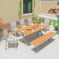 China Aluminum Alloy and Plastic Wood Tables for Outdoor Parties in Villa Yard for sale