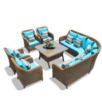 China Outdoor Garden Furniture Sofa Set Aluminum Frame and Rattan Woven for Patio Relaxation for sale