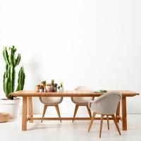 China Transform Your Outdoor Space with Teak Outdoor Set Dining Table and Rattan Cushion for sale