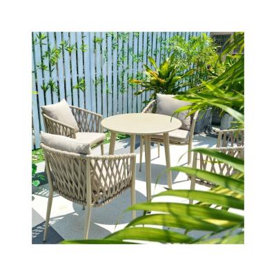 China Stackable Aluminium Rope Dining Outdoor Chairs for Hotel Garden Restaurant Modern Design for sale
