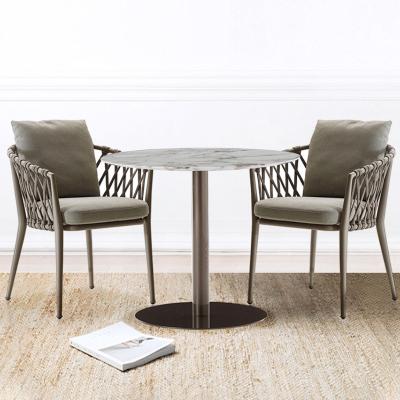 China All Weather Aluminum Rope Wicker Weave Outdoor Furniture Patio Restaurant Cafe Garden Chairs for Dining for sale