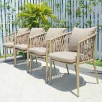 China All Weather Aluminum Rope Wicker Weave Outdoor Furniture Patio Restaurant Cafe Garden Chairs for Dining for sale