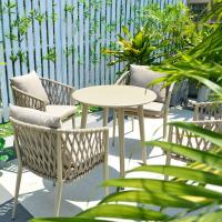 China All Weather Aluminum Rope Wicker Weave Outdoor Furniture Patio Restaurant Cafe Garden Chairs for Dining for sale