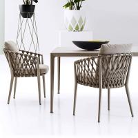 China All Weather Aluminum Rope Wicker Weave Outdoor Furniture Patio Restaurant Cafe Garden Chairs for Dining for sale