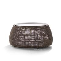 China Customized Color Pool Garden Lounge Round Coffee Bed Outdoor Furniture Rattan Metal Best for sale