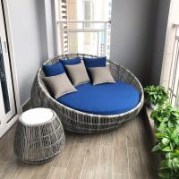 China Customized Color Pool Garden Lounge Round Coffee Bed Outdoor Furniture Rattan Metal Best for sale