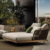 China Modern Patio Sectional Outdoor Furniture with Cushioned Rattan Sofa Bed in Bali Style for sale