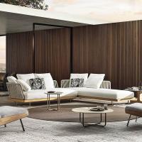 China Modern Patio Sectional Outdoor Furniture with Cushioned Rattan Sofa Bed in Bali Style for sale