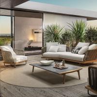 China Modern Patio Sectional Outdoor Furniture with Cushioned Rattan Sofa Bed in Bali Style for sale
