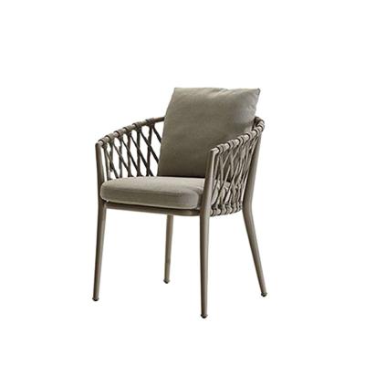China Power Coated Frame Finish Hotel Outdoor Rope Woven Dining Chair for Al Fresco Dining for sale