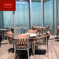 China Power Coated Frame Finish Hotel Outdoor Rope Woven Dining Chair for Al Fresco Dining for sale