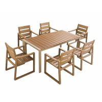 China Plastic Wood Look Aluminum Frame Dining Set for Commercial Patio in Outdoor Furniture for sale