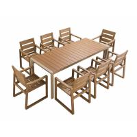 China Plastic Wood Look Aluminum Frame Dining Set for Commercial Patio in Outdoor Furniture for sale