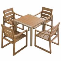 China Plastic Wood Look Aluminum Frame Dining Set for Commercial Patio in Outdoor Furniture for sale