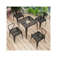 China Metal Square Dining Table and Chairs for 4 Seater in Modern Outdoor Garden Furniture for sale