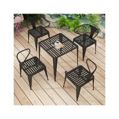 China Metal Square Dining Table and Chairs for 4 Seater in Modern Outdoor Garden Furniture for sale