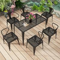 China Metal Square Dining Table and Chairs for 4 Seater in Modern Outdoor Garden Furniture for sale