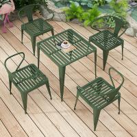 China Metal Square Dining Table and Chairs for 4 Seater in Modern Outdoor Garden Furniture for sale