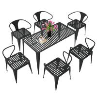 China Metal Square Dining Table and Chairs for 4 Seater in Modern Outdoor Garden Furniture for sale