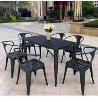 China Metal Square Dining Table and Chairs for 4 Seater in Modern Outdoor Garden Furniture for sale
