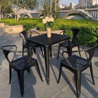 China Metal Square Dining Table and Chairs for 4 Seater in Modern Outdoor Garden Furniture for sale