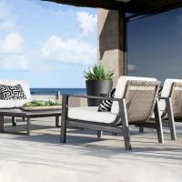 China Modern Outdoor Furniture Poly Rattan Garden Sofa with Waterproof Fabric Seat for sale