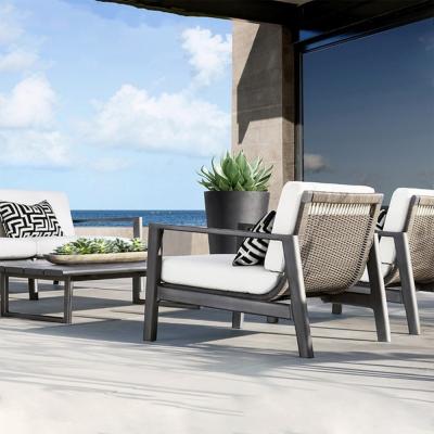 China Modern Outdoor Furniture Poly Rattan Garden Sofa with Waterproof Fabric Seat for sale