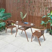 China Y Mail Packing Nordic Garden Cane Rattan Round Coffee Chair and Table Set for Outdoor for sale