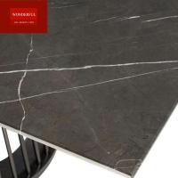China Custom Nordic Square Modern Marble Black Dining Table for Your Apartment for sale