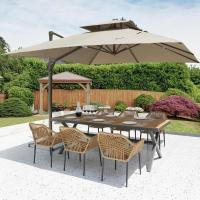China Modern Design Outdoor Dining Set with Weave Rattan Chairs and Aluminum Frame Table for sale