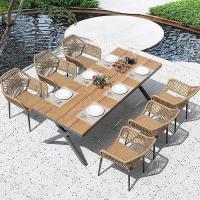 China Modern Design Outdoor Dining Set with Weave Rattan Chairs and Aluminum Frame Table for sale