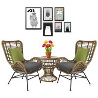 China Leisure Rattan Furniture Steel Rattan Outdoor Table and Chair Set with Beech Armrests for sale