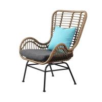China Leisure Rattan Furniture Steel Rattan Outdoor Table and Chair Set with Beech Armrests for sale