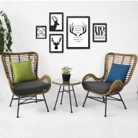 China Leisure Rattan Furniture Steel Rattan Outdoor Table and Chair Set with Beech Armrests for sale