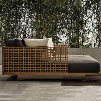 China Customized Sizes Outdoor Teak Bed Pool Furniture Solid Wood Daybed for Wood Patio Set for sale