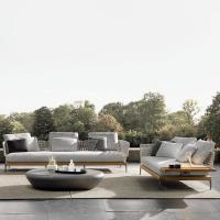 China Wooden Modern Outdoor Furniture Garden Sofa Set Teak Courtyard Morden Design Durable for sale