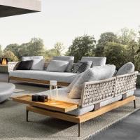 China Wooden Modern Outdoor Furniture Garden Sofa Set Teak Courtyard Morden Design Durable for sale