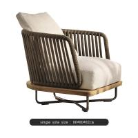 China Modern Hotel Garden Patio Chaise Lounge Sofa Set with Rattan Wicker and Teak Wood for sale