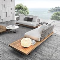 China Modern Hotel Garden Patio Chaise Lounge Sofa Set with Rattan Wicker and Teak Wood for sale
