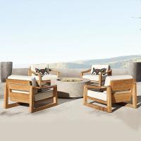 China Teak Wood Garden Set Modern Outdoor Dining Furniture with Solid Wood Table and Chairs for sale
