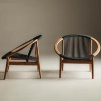 China Teak Wood Frame Nordic Style Rattan Dining Chair Natural Color Garden Chair for Outdoor for sale