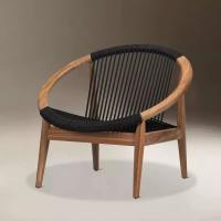 China Teak Wood Frame Nordic Style Rattan Dining Chair Natural Color Garden Chair for Outdoor for sale
