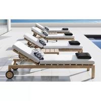 China Contemporary Design Style Teak Garden Furniture Modern Wood Chaise Lounge Sun Lounger for sale